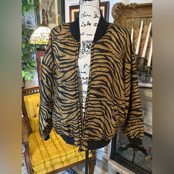 Selene | Jackets & Coats | Vtg Silk Bomber Selene Paris Womens X Zebra ...
